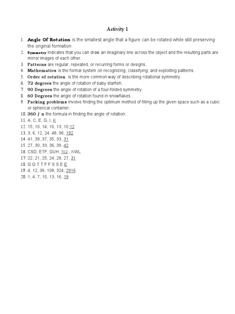 Activity 1 Math Beed | PDF