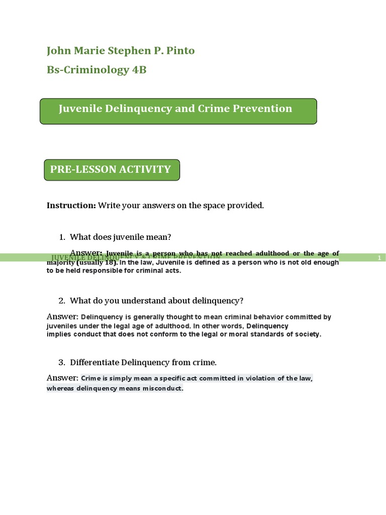 Juvenile Delinquency & Prevention | PDF | Juvenile Delinquency | Crime ...