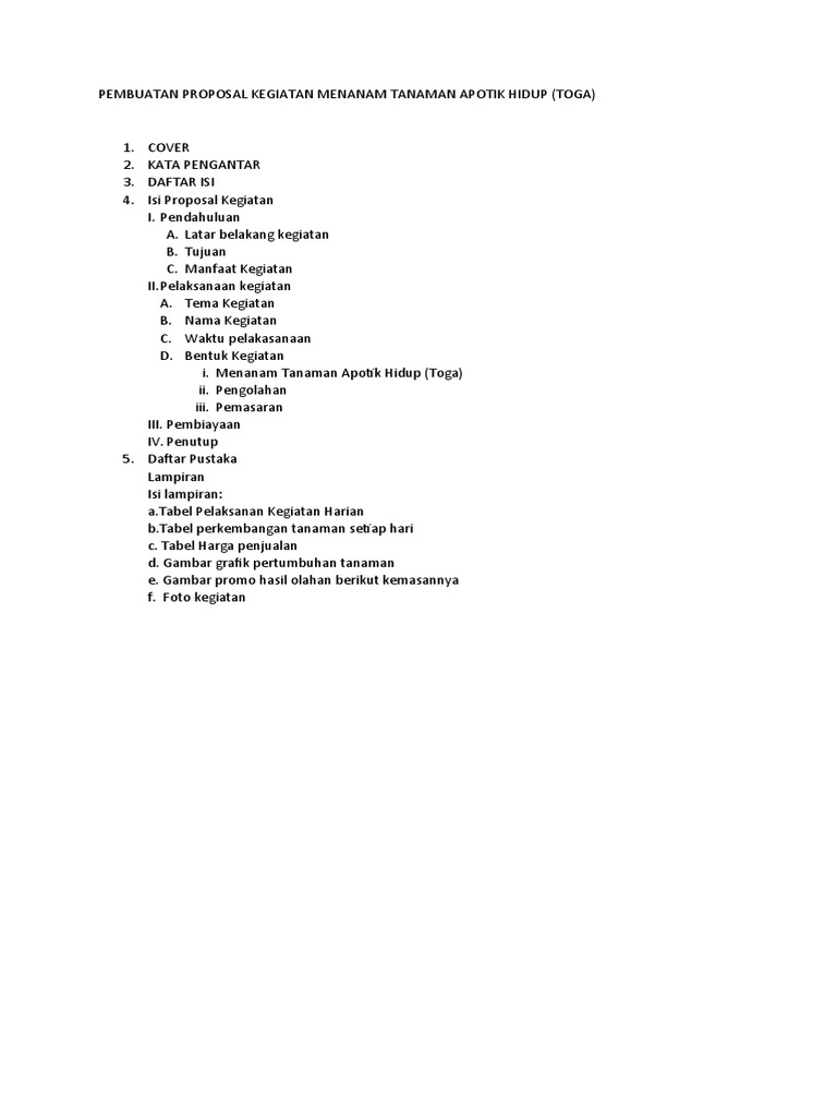 Pembuatan Proposal Kegiatan Menanam Tanaman Apotik Hidup | PDF