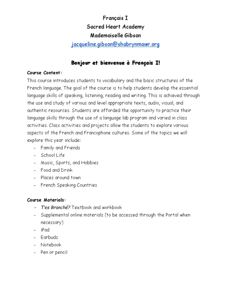 French 1 Grade 8 Syllabus | PDF | Learning | Cognition