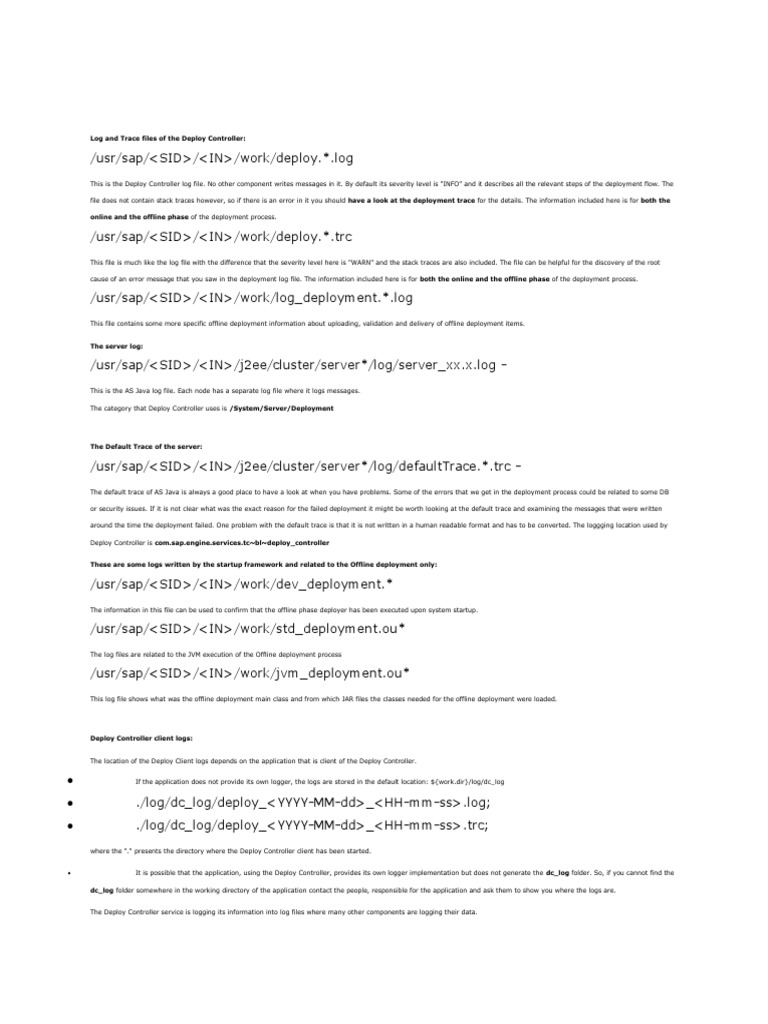 Log and Trace Files of The Deploy Controller | Download Free PDF ...