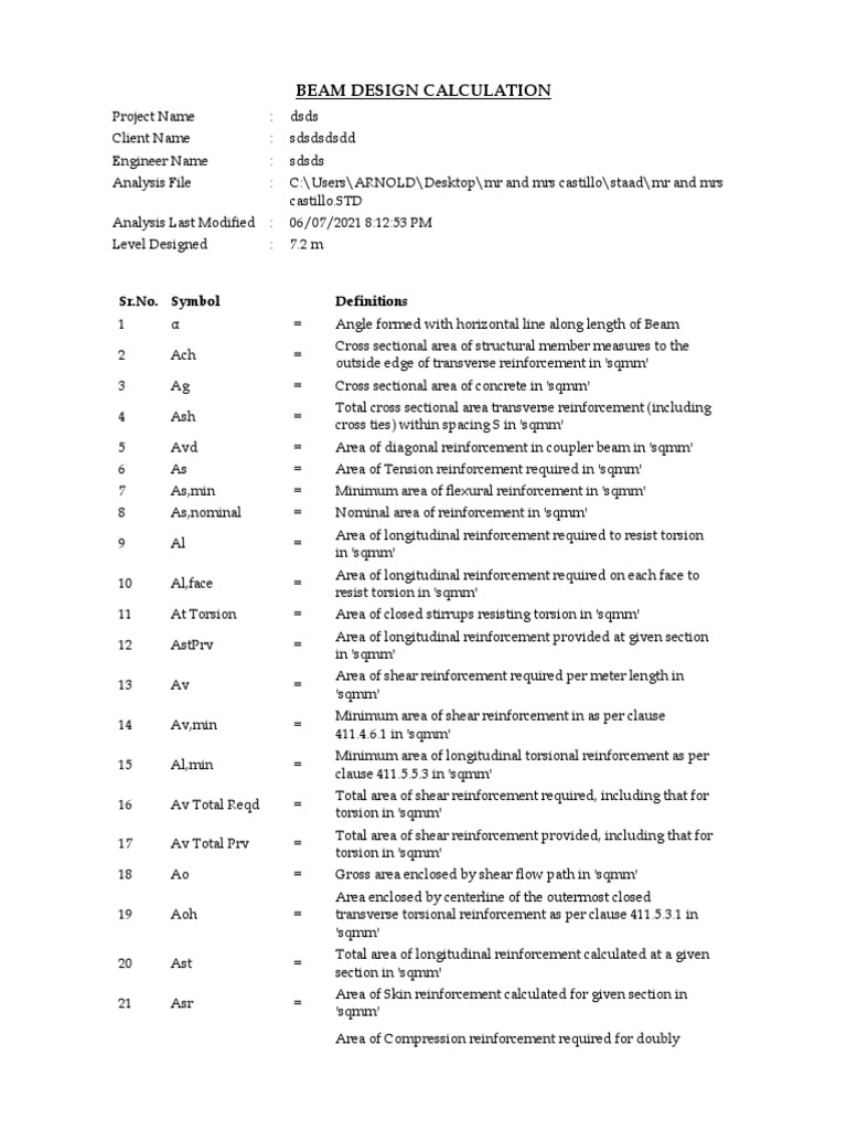 Beam Design Calculation | PDF | Structural Engineering | Materials