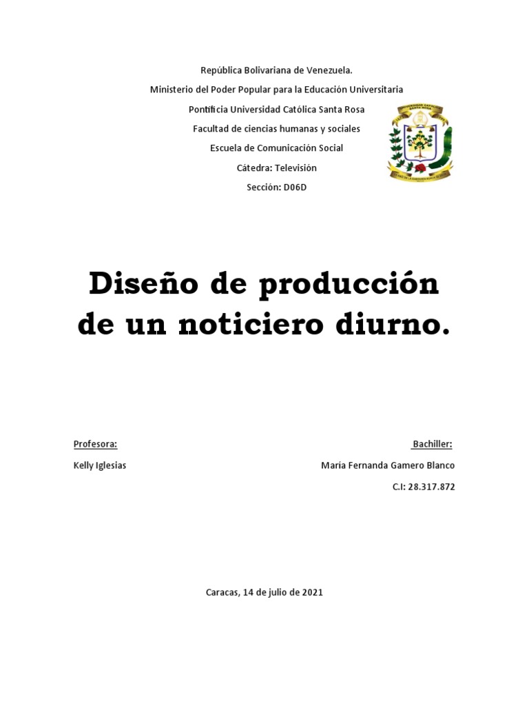 Diseño de Producción de Un Noticiero Nocturno | PDF | Diseño