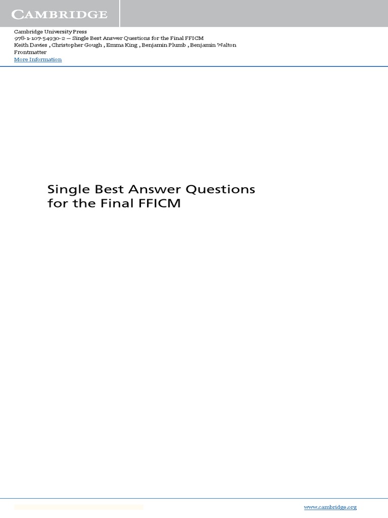 Fficm MCQ Book | PDF | Chronic Kidney Disease | Clinical Medicine