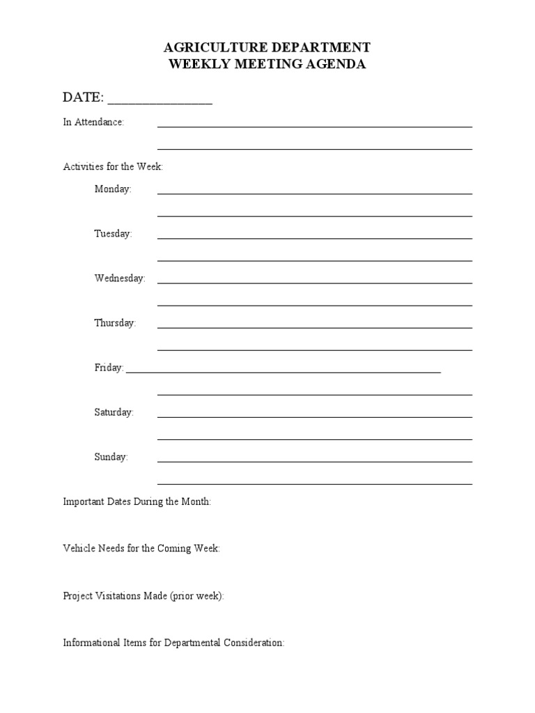 Weekly Department Meeting Agenda Template | PDF | Career & Growth