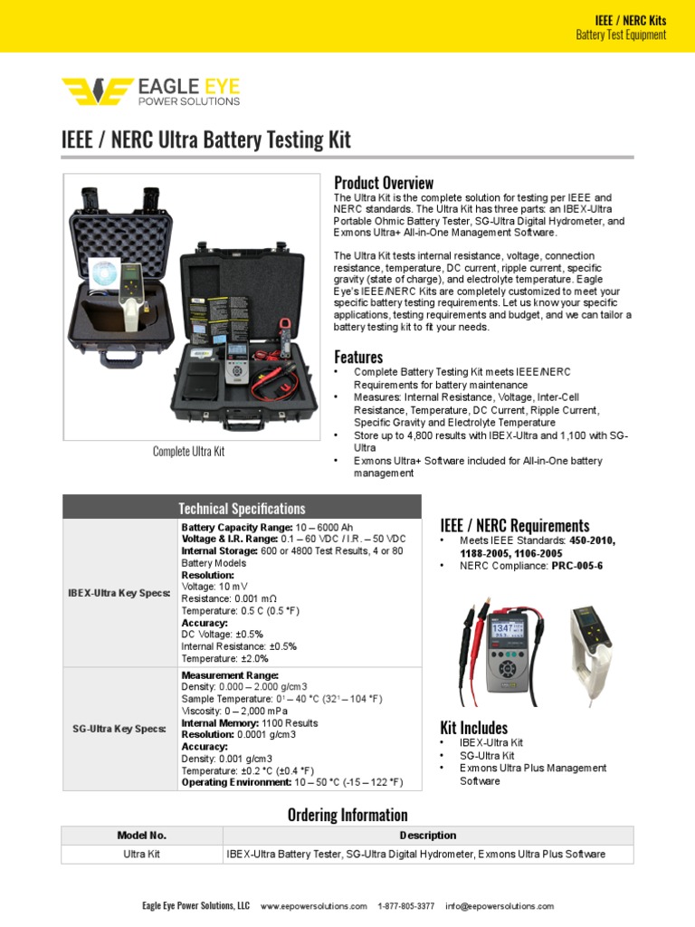 IEEE/NERC Ultra Battery Testing Kit | PDF | Electrical Resistance And ...