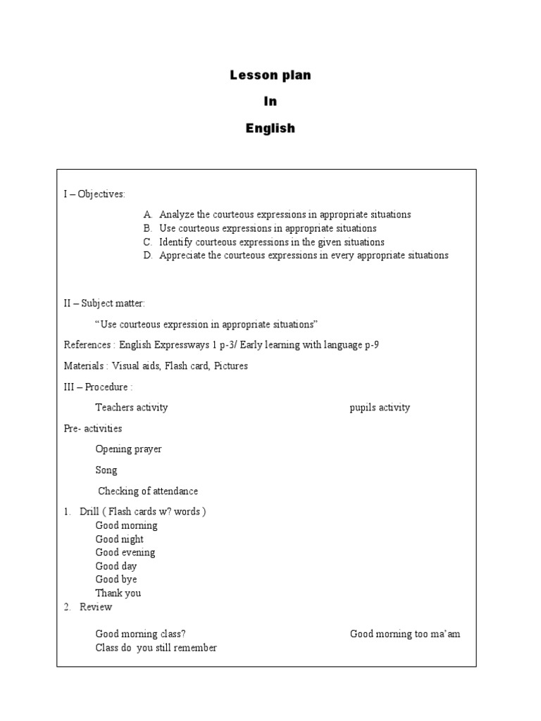 Lesson Plan Expression | PDF | Lesson Plan | Communication