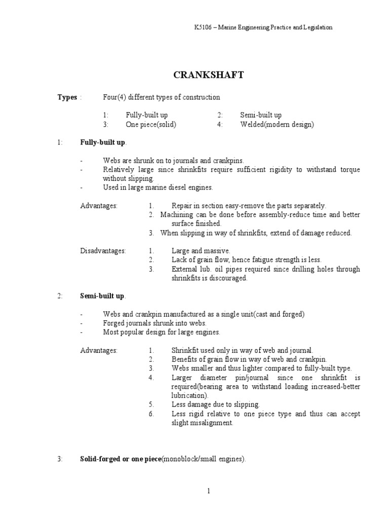 Crankshaft Types Pdf Forging Construction