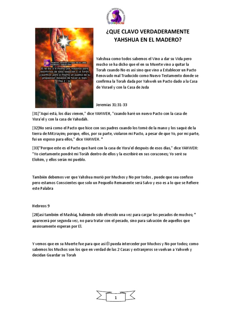 Que Clavo Verdaderamente Yahshua En El Madero Pdf Creencia
