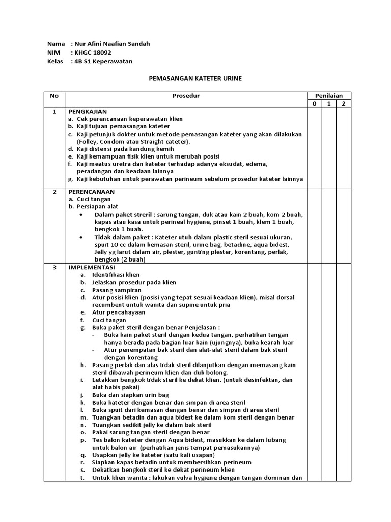 Pemasangan Kateter Urine | PDF