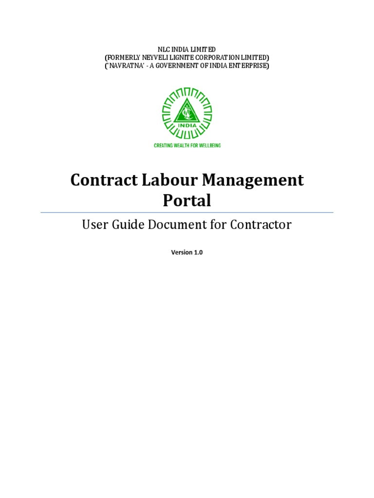Contract Labour Management System - Contractor's Manual | PDF ...