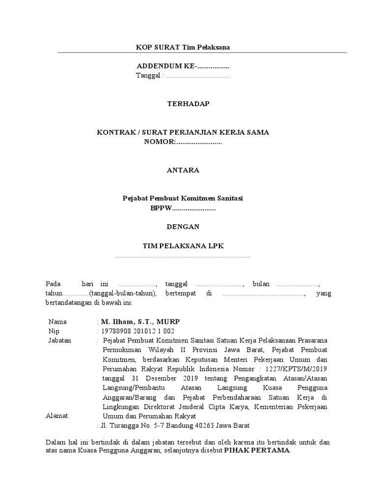 Addendum Kontrak Sanitasi Jabar | PDF | Komputer