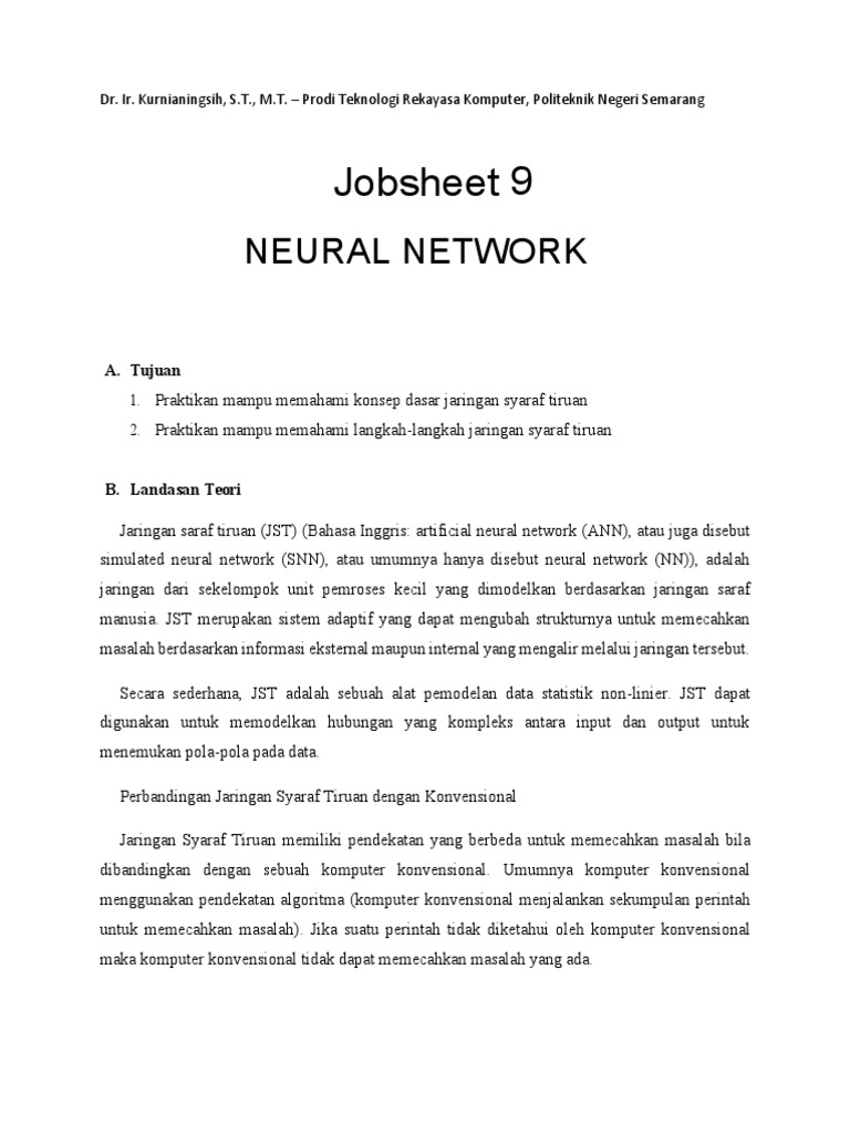 Jobsheet 9 - ANN | PDF