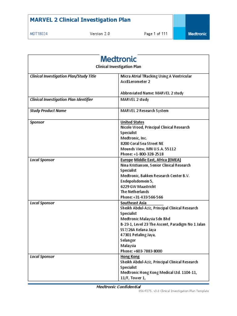 Marvel - Clinical Investigation Plan | PDF | Clinical Trial ...