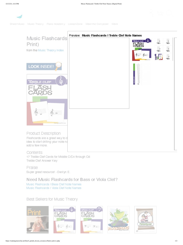 Music Flashcards - Treble Clef Note Names (Digital Print) | PDF