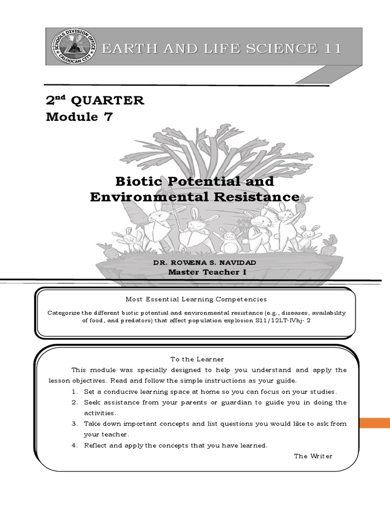 Biotic Potential & Environmental Resistance Module | PDF | Population ...