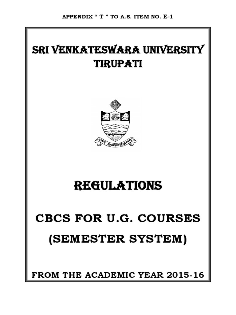 Ug Regulations - W.E.F. 2015-16 | Download Free PDF | Course Credit ...