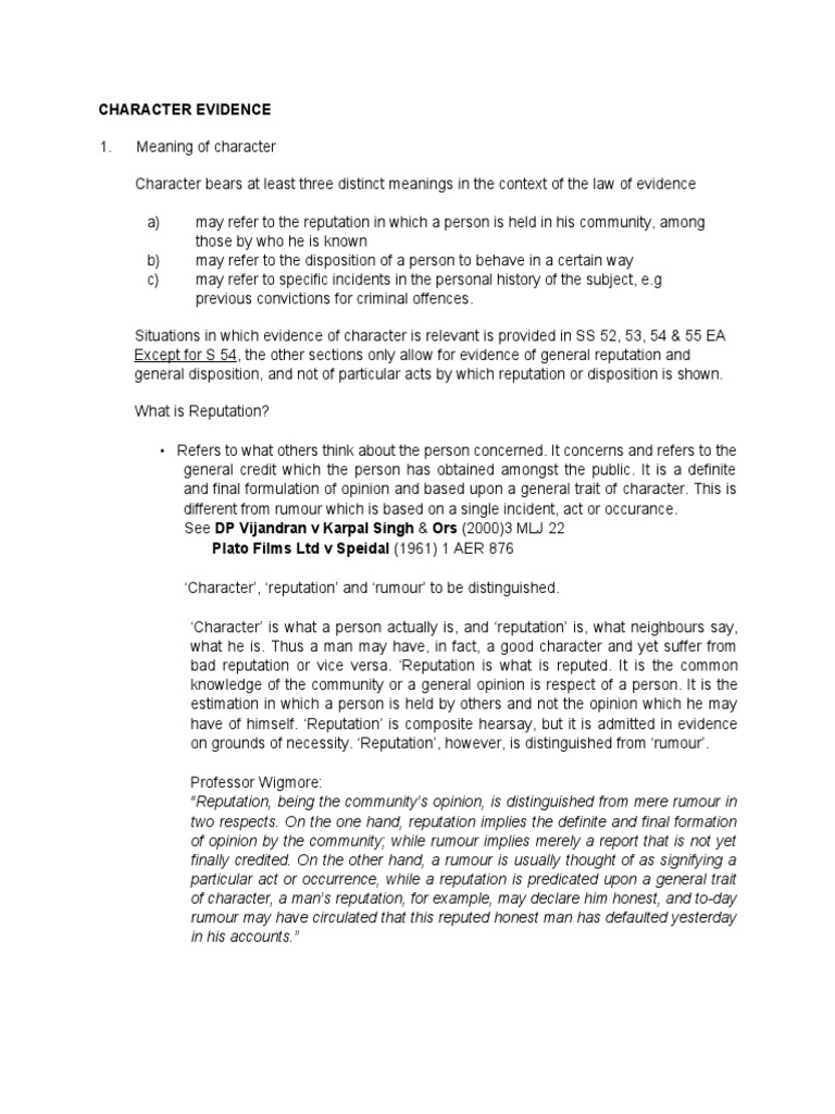 Character Evidence | PDF | Prosecutor | Evidence