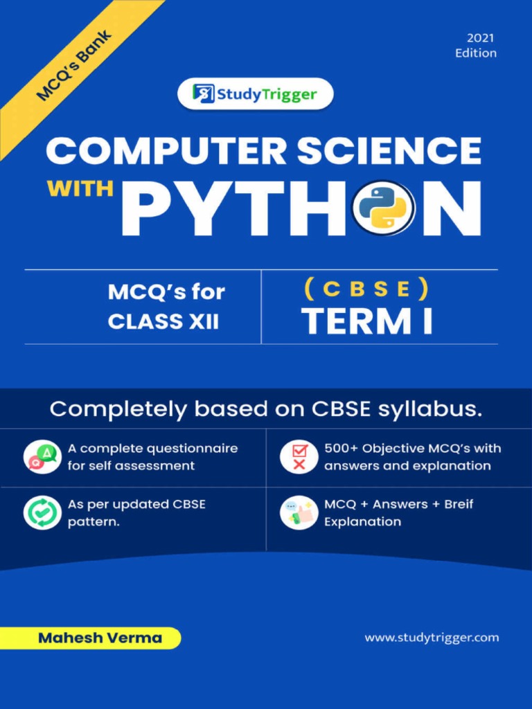 Computer Science With Python MCQ Bank For Class 12 Term 1 | PDF