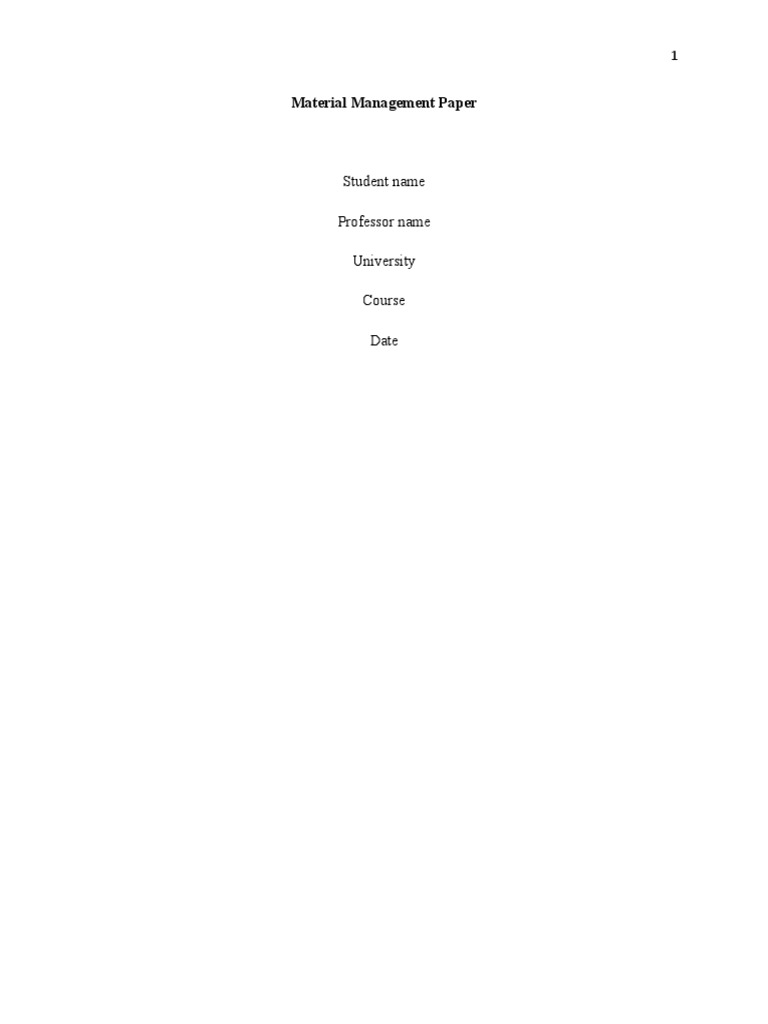 Material Management Paper (1) | PDF | Inventory | Supply Chain