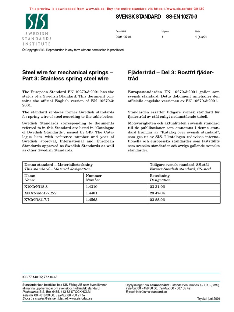 SS en 10270 3 en PDF | PDF