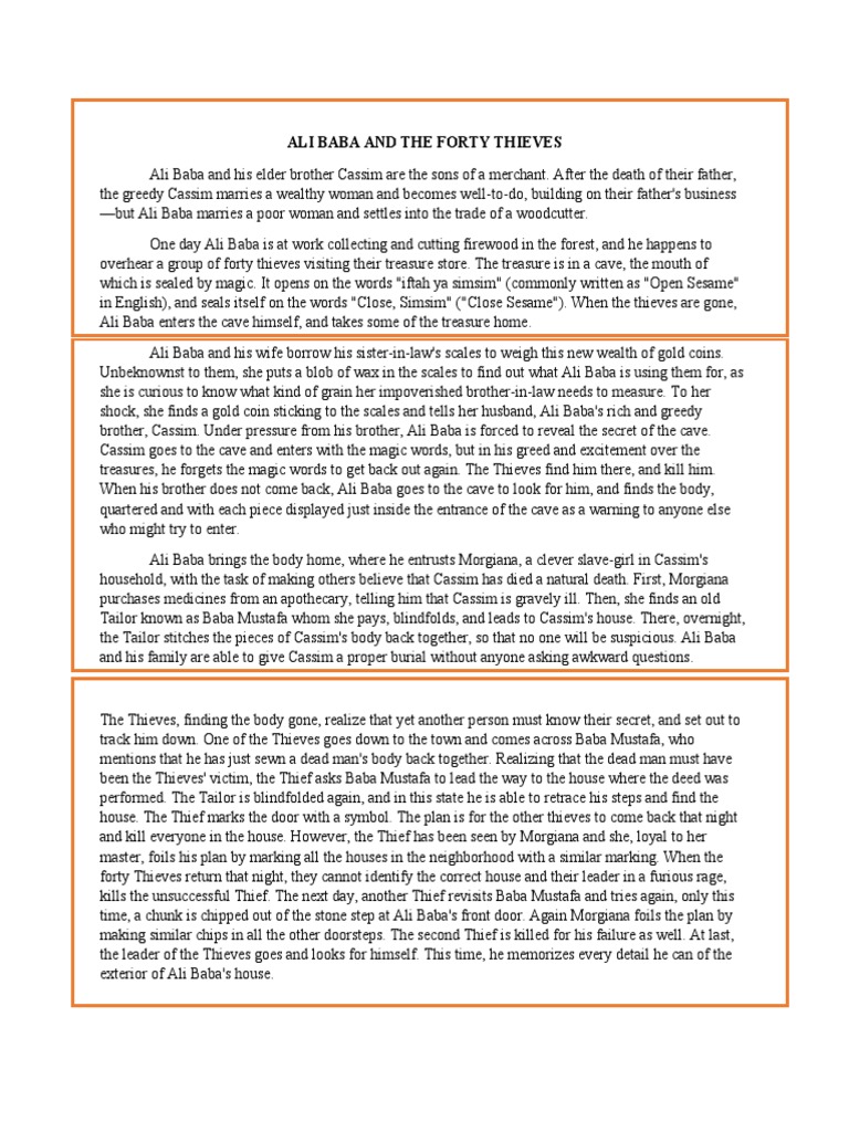 Ali Baba and The Forty Thieves | PDF