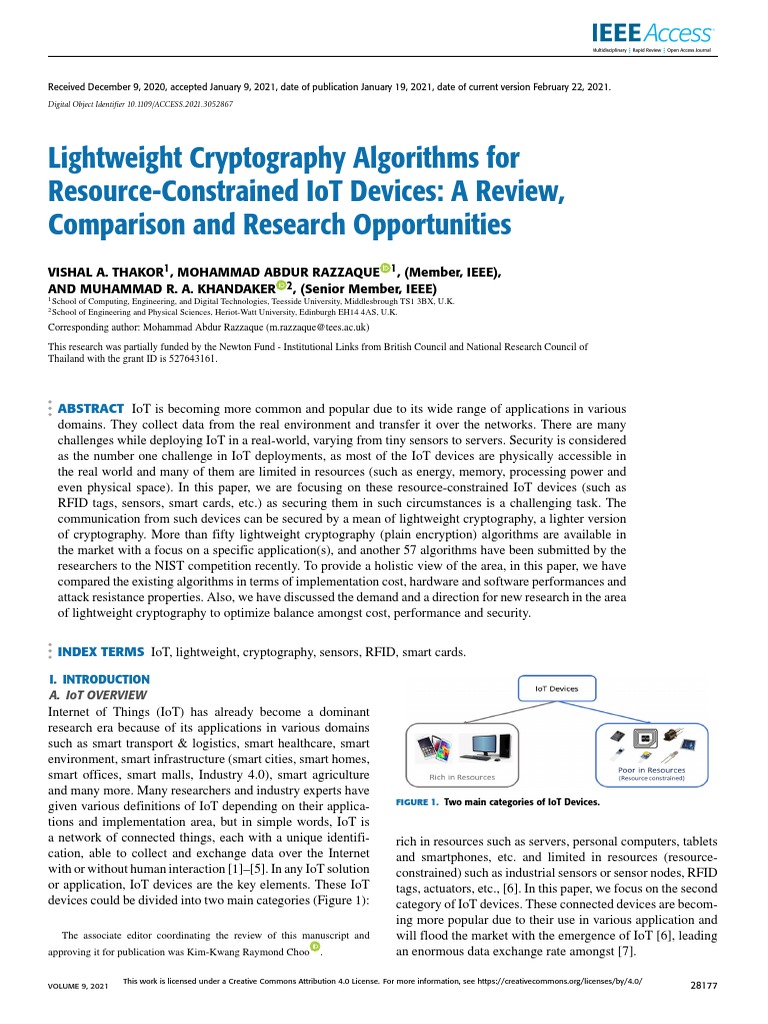 Lightweight Cryptography Algorithms For Resource-Constrained IoT Devices A Review Comparison and ...