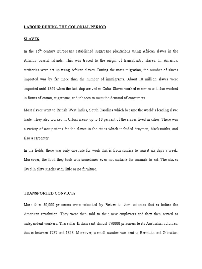 Labour During The Colonial Period | PDF | Slavery | Human Migration