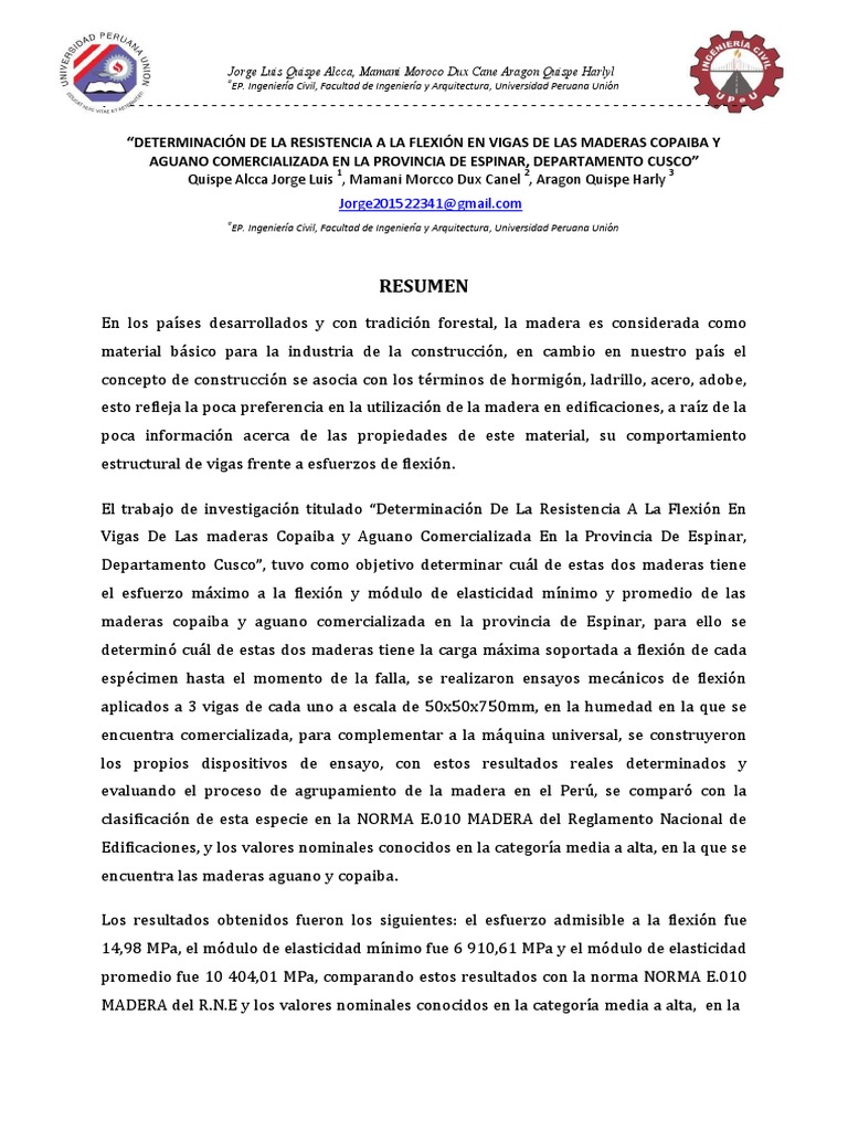 Madera Copaiba y Madera Aguano en Espinar Cusco | PDF | Madera | Materiales