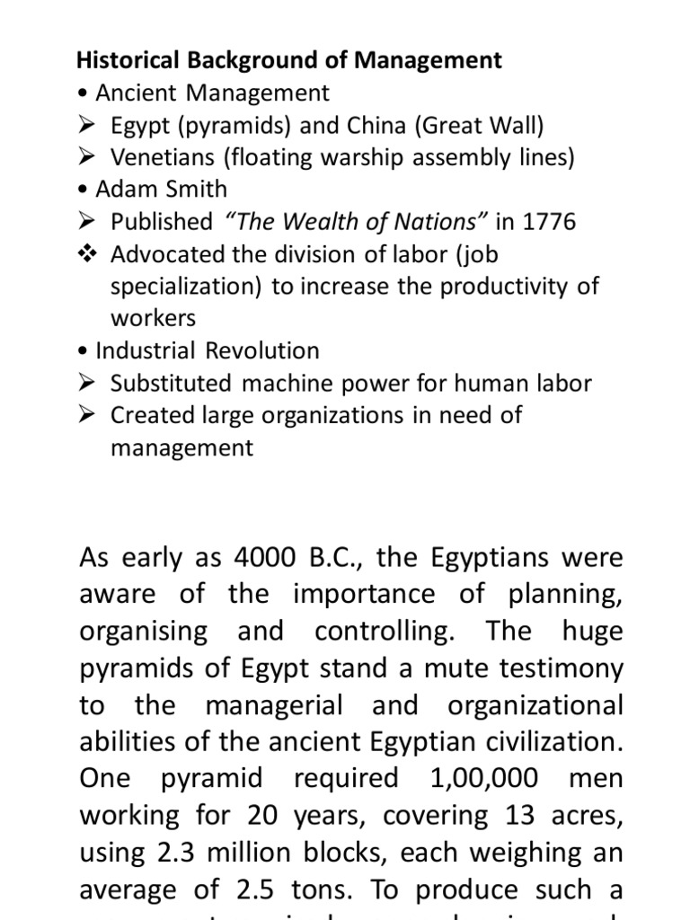 History and Major Approaches To Management | PDF | Organizational ...