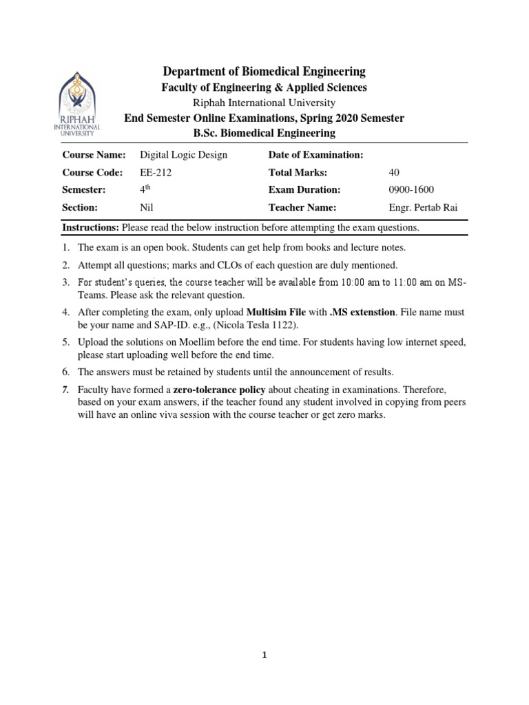 EE-212 DLD Question Paper | PDF | Computer Engineering | Electrical Engineering