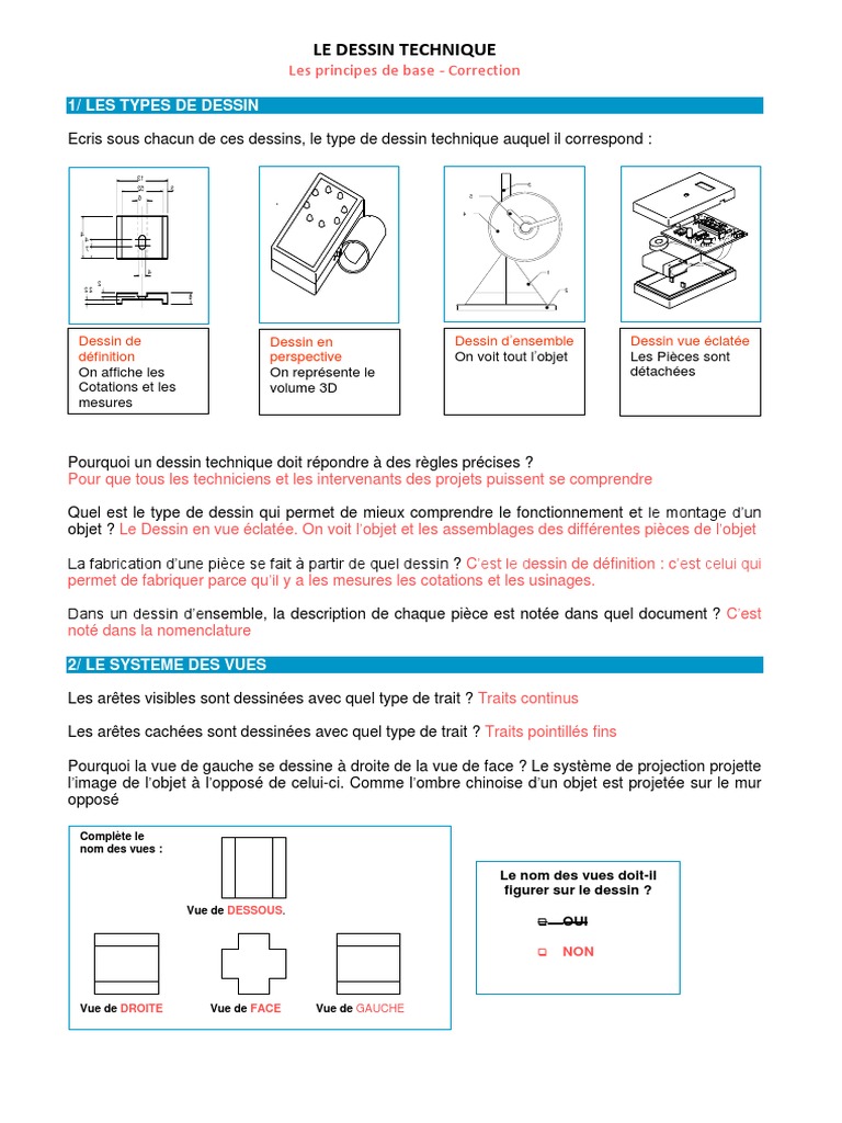 Le Dessin Technique - Correction | PDF | Dessin technique | Dessin