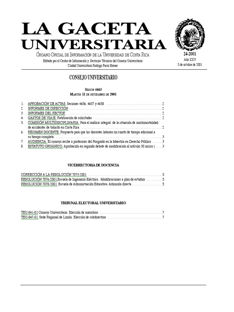 Universitaria: La Gaceta | PDF | Costa Rica | Licenciado en Ciencias