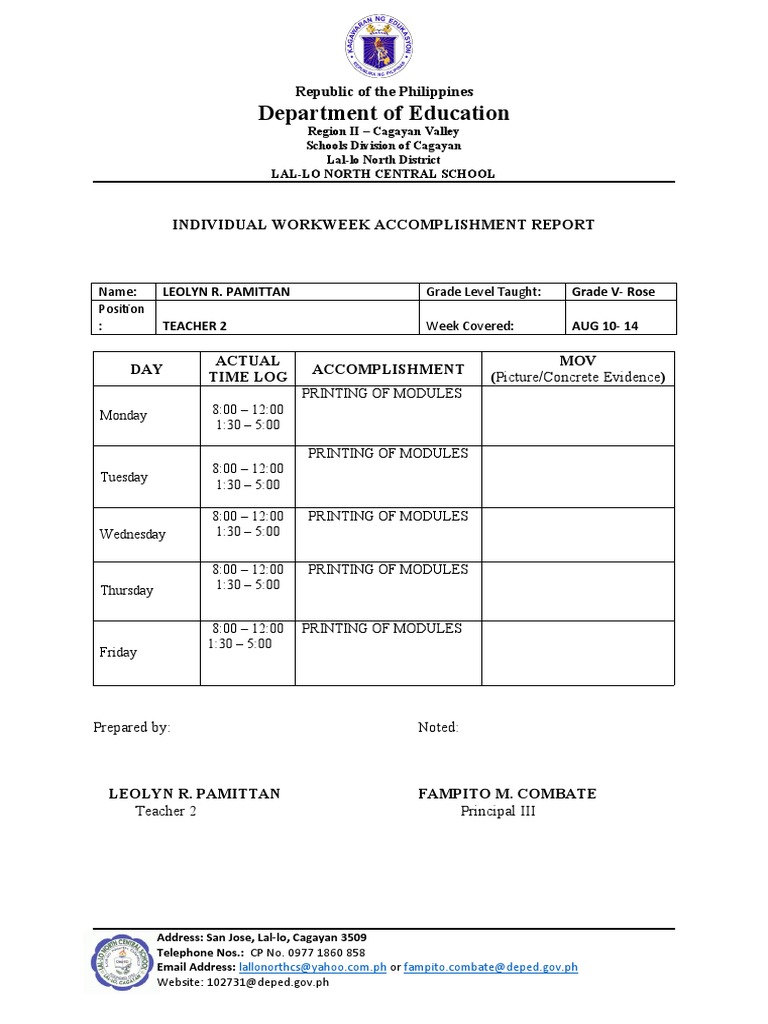 Accomplishment Report Work From Home Onsite | PDF