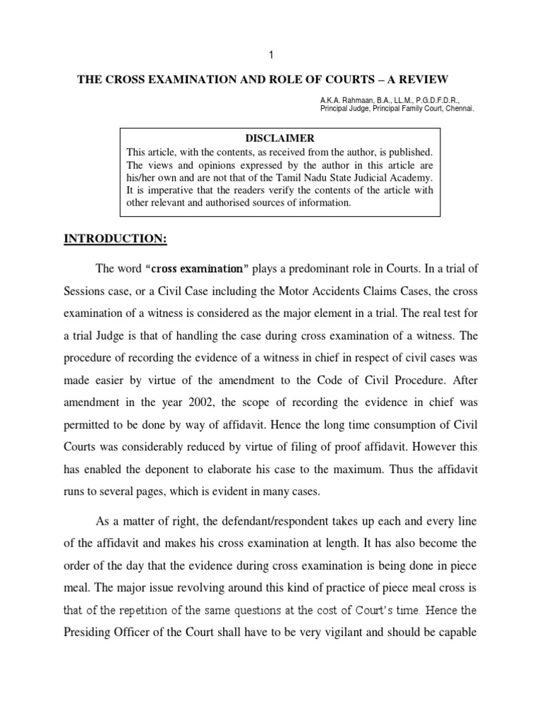 Cross Examination in Court Procedures | PDF | Affidavit | Witness