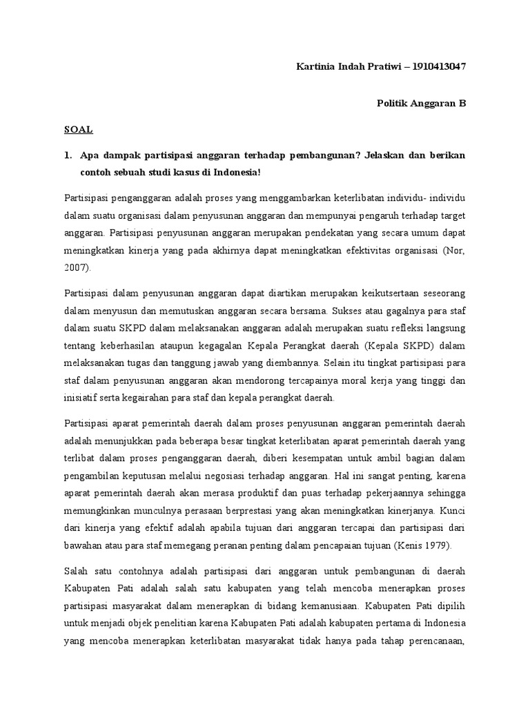 1910413047.kartinia Indah Pratiwi - UAS - PA | PDF | Bisnis | Ilmu Sosial