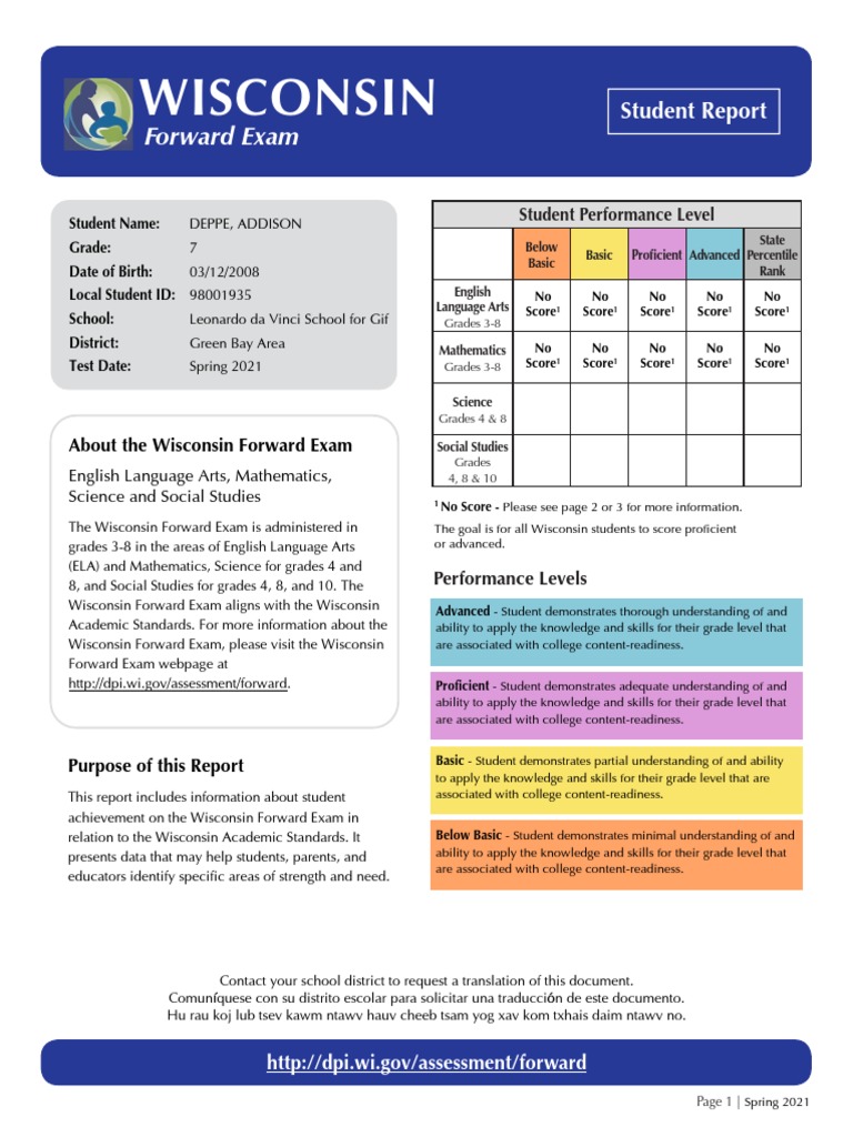 2020-21 WI Forward Exam | PDF | Test (Assessment) | Educational Assessment