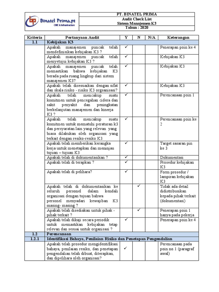 Checklist Audit | PDF | Bisnis