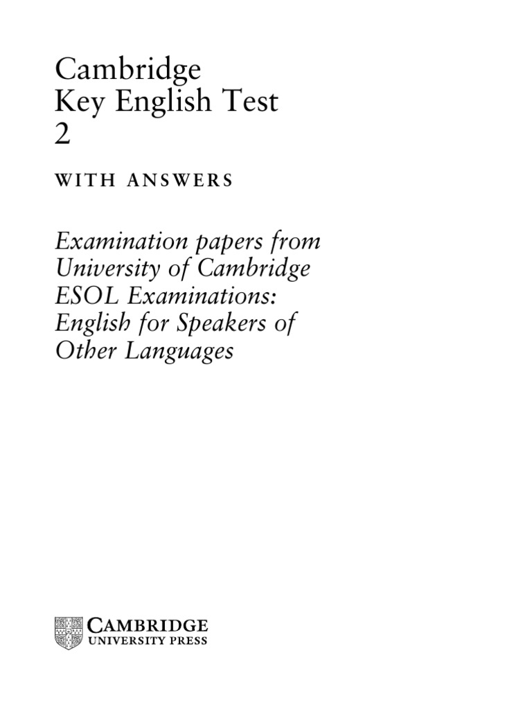 Cambridge Key English Test 2 | PDF
