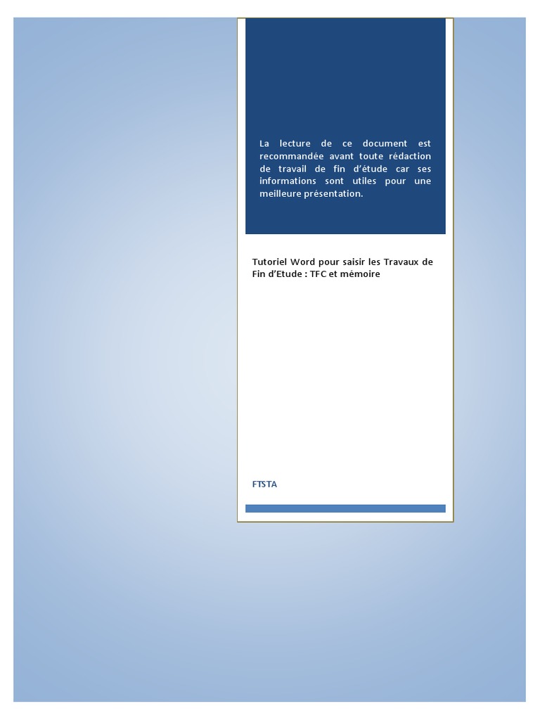 Tutoriel Word pour Mémoire TFE | PDF | Microsoft Word