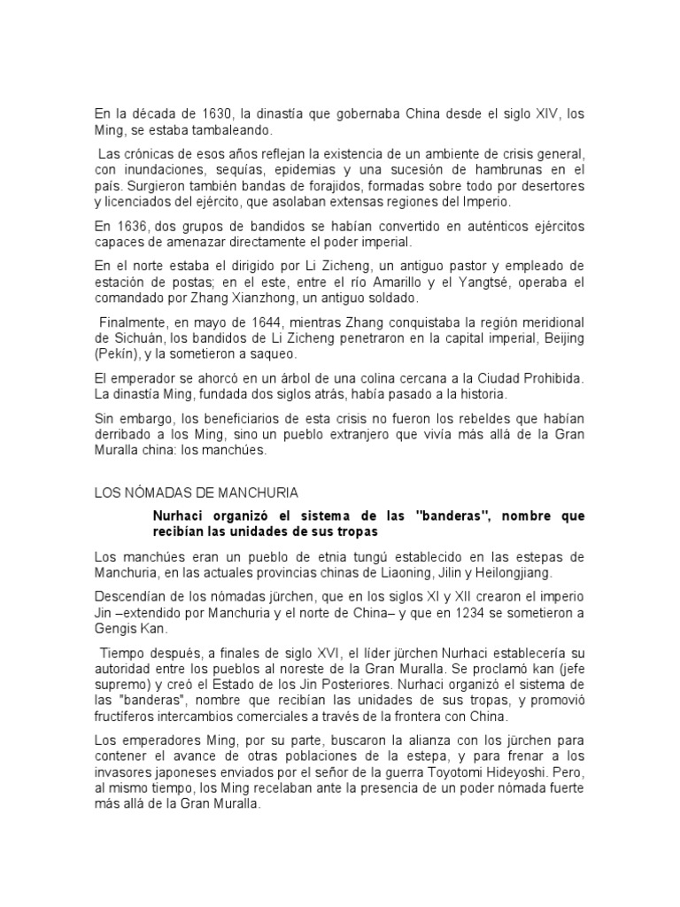 Los Manchues | PDF | dinastia Qing | este de Asia