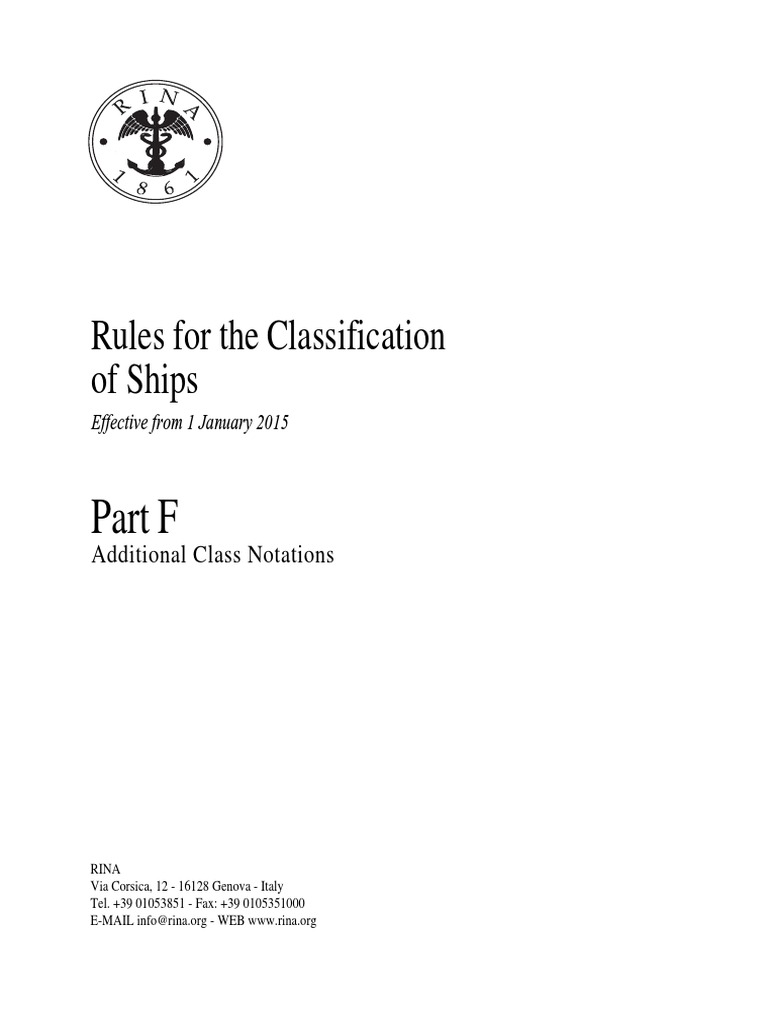 RINA Rules For The Classification 2015 Part F CH 8 To 13 | PDF ...