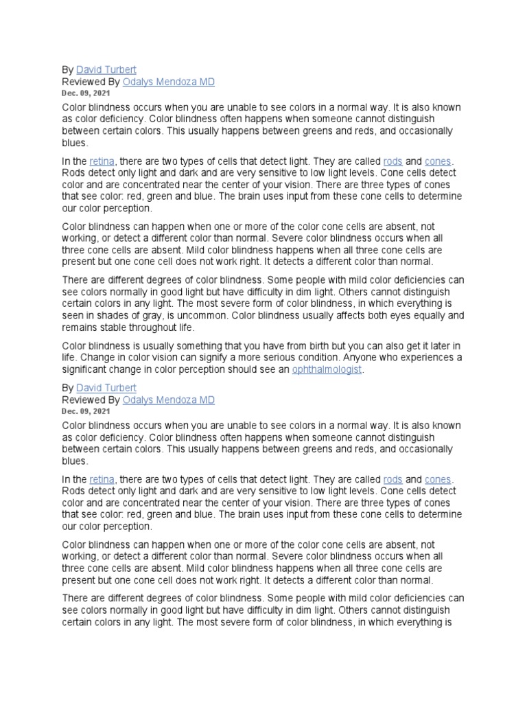 Color Blindness | PDF | Color | Visual Perception