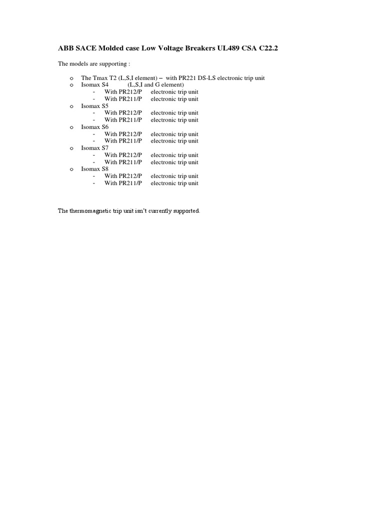 Sace PR221 - PR211 - PR212 | PDF