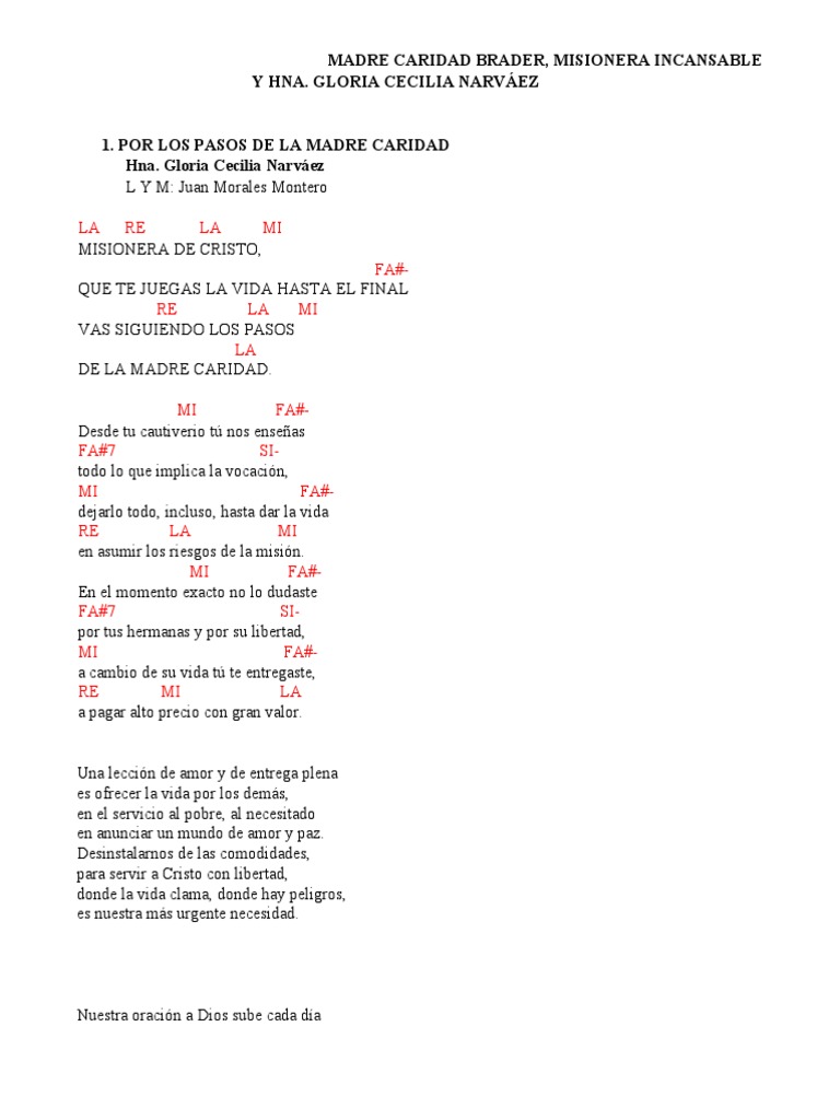 Letra Madre Caridad Brader | PDF | Oración | Misionero