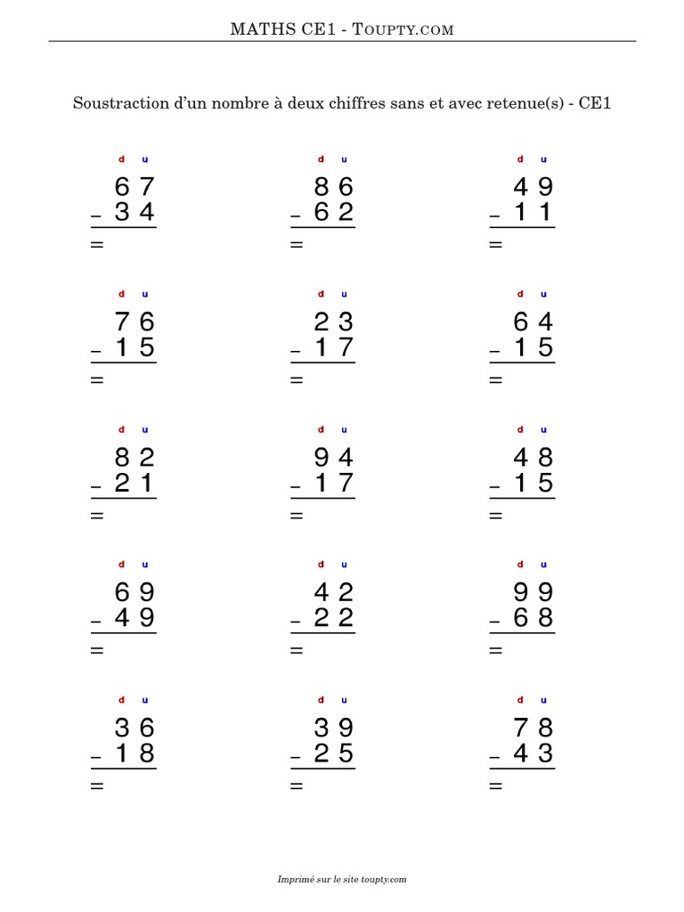 Soustraction Ce1 12 | PDF