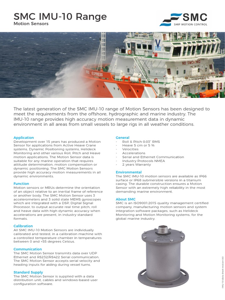IMU-10x Motion Sensor Datasheet | PDF | Accelerometer | Sensor