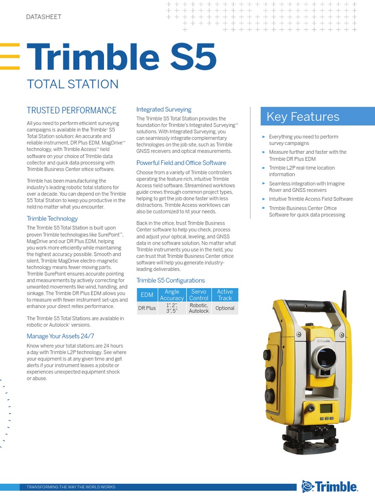 Datasheet - Trimble S5 Total Station - English UK - Screen - 0 | PDF ...