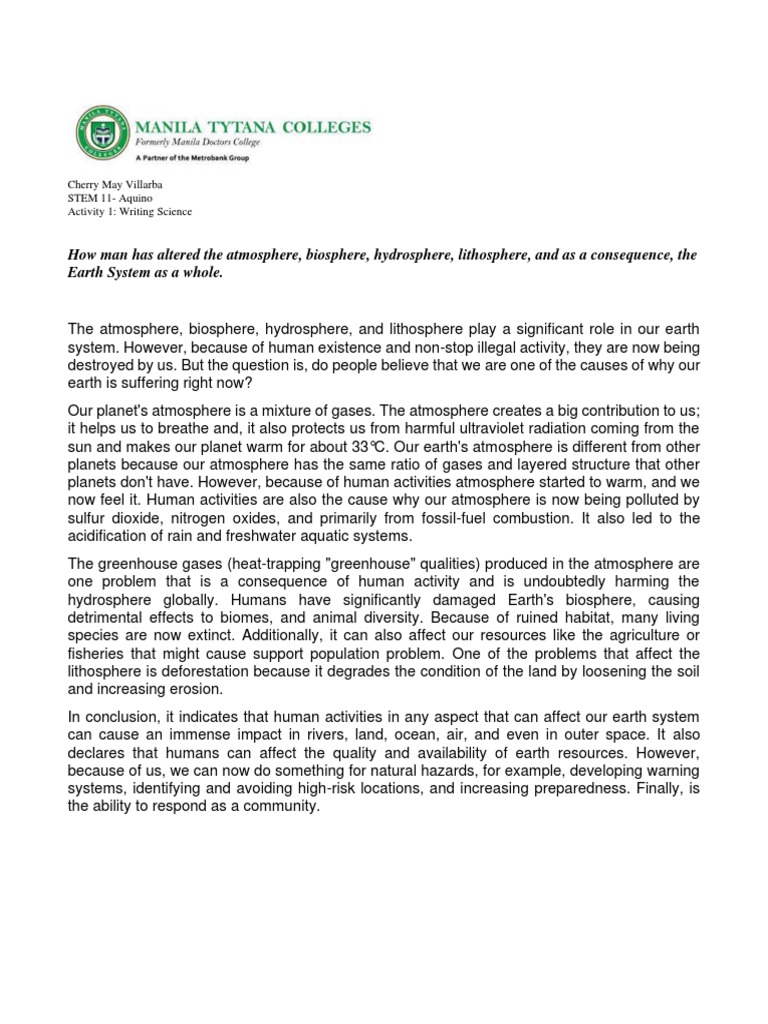 Writing Science | PDF | Earth | Human Impact On The Environment