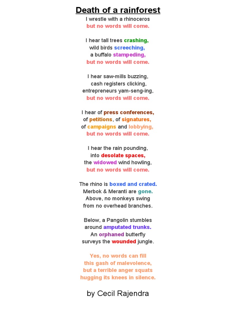 Death of A Rain Forest Poem | PDF